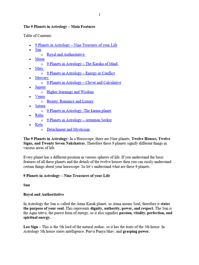 The 9 Planets in Astrology E | PDF | Planets In Astrology | Hindu Astrology