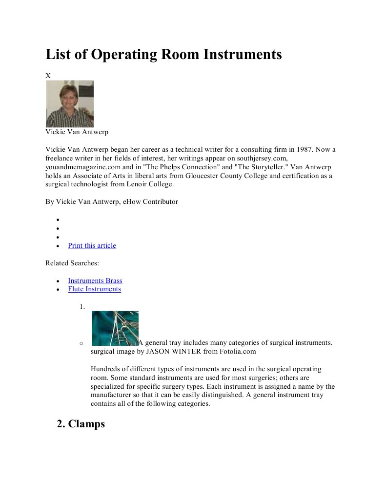 List of Operating Room Instruments - RTR | PDF