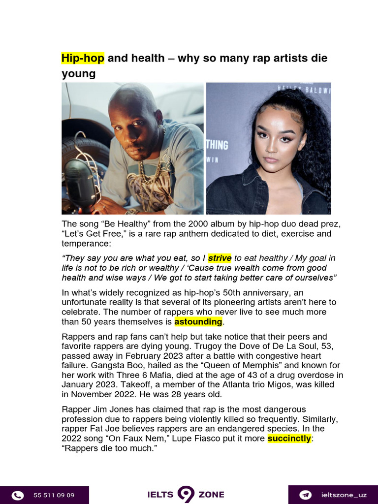 Why So Many Rap Artists Die ?young | PDF | Rapping | Hip Hop Music