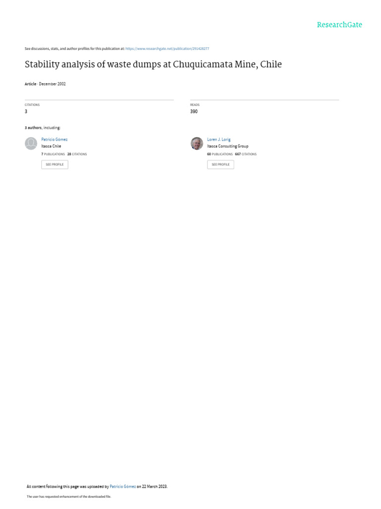 Stability Analysis of Waste Dumps at Chuquicamata Mine, Chile | PDF ...