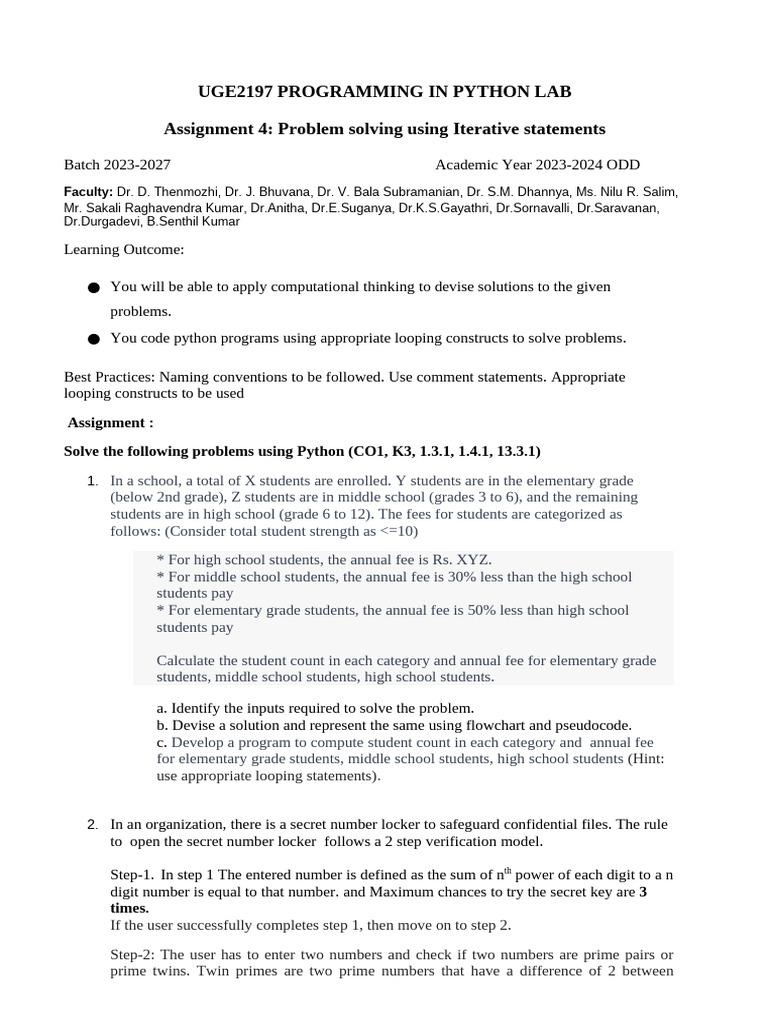 Ex4 - Looping Statements | PDF | Computer Programming | Applied Mathematics