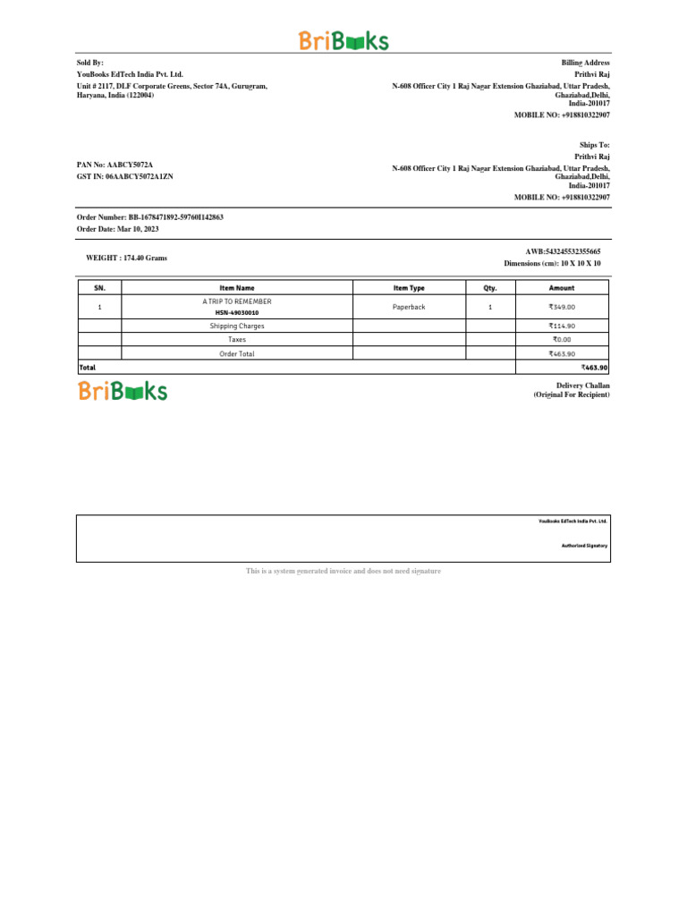Invoice 2023 03 10 23 38 18 | PDF | Payments | Taxation