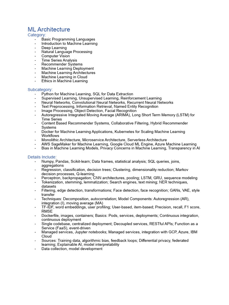 ML Architecture | PDF | Machine Learning | Artificial Neural Network