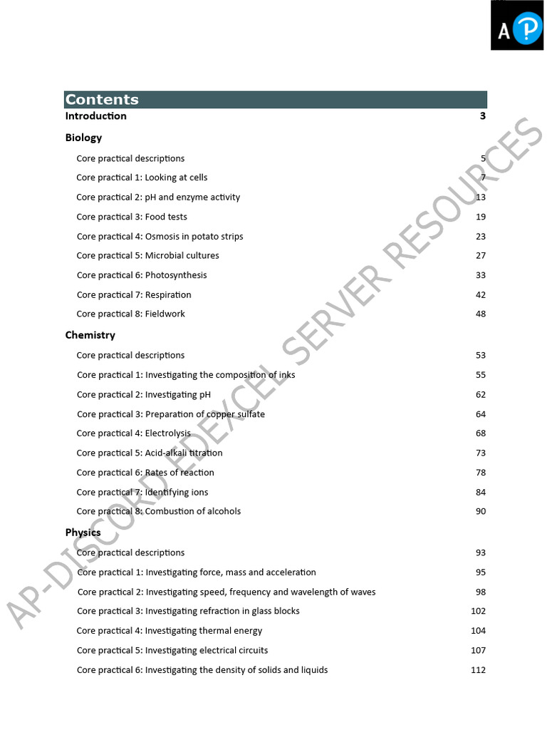 Edexcel Science Core Practicals Guide | PDF | Microscope | Enzyme