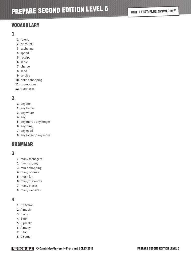 PRE UT U1P Answer Key | PDF