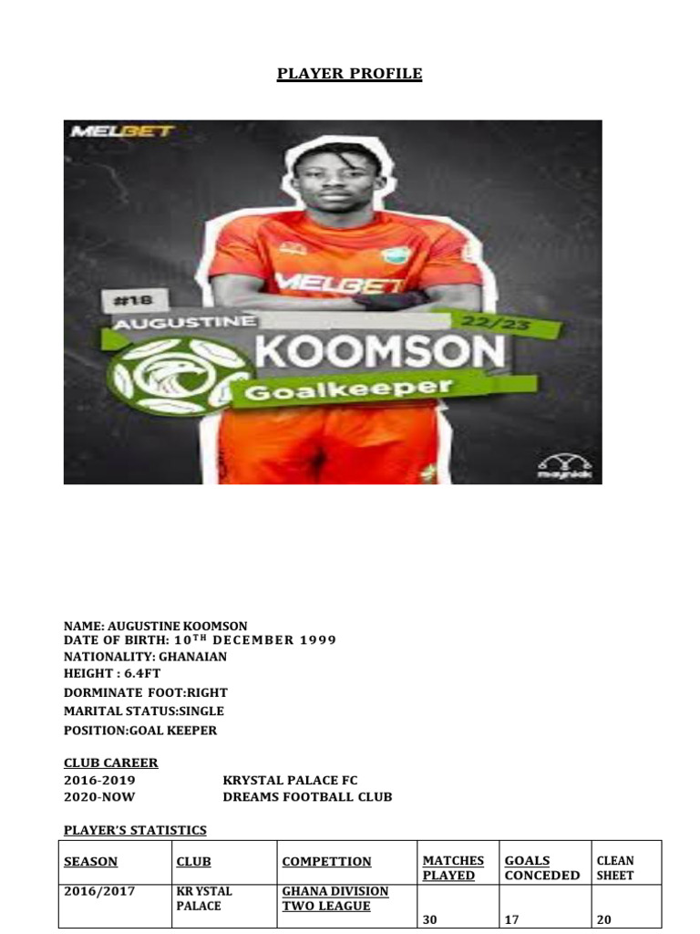 Augustine Koomson Player Profile | PDF