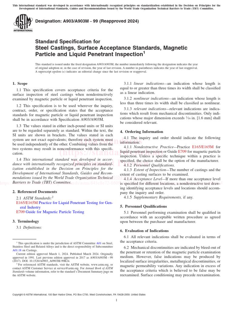 Astm A903 A903m 99 2024 | PDF | Nondestructive Testing