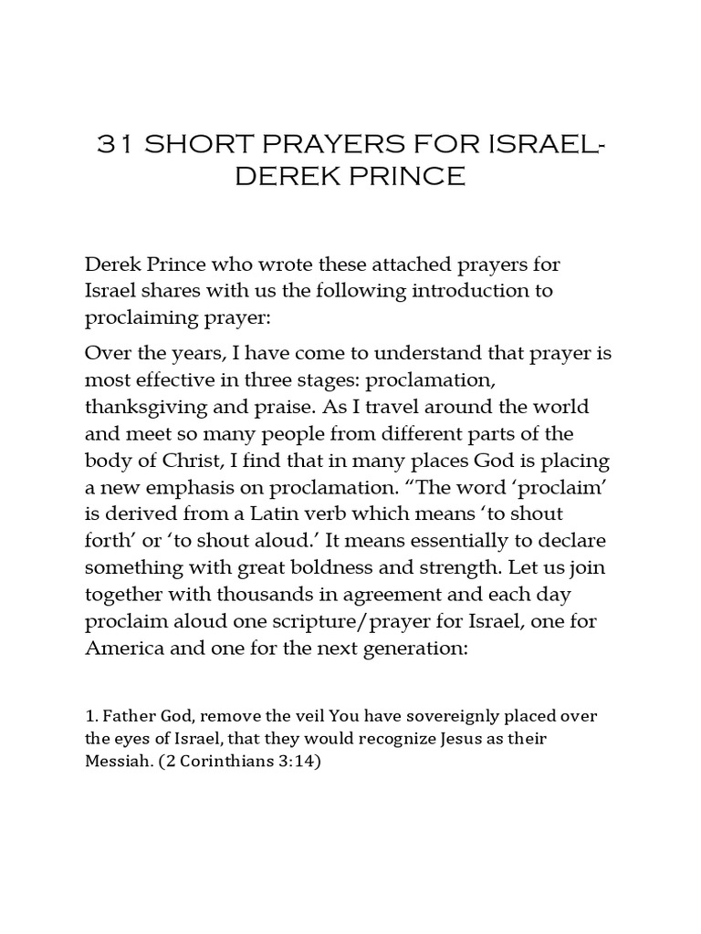Prayers for Israel's Blessing | PDF | Prayer | Israel