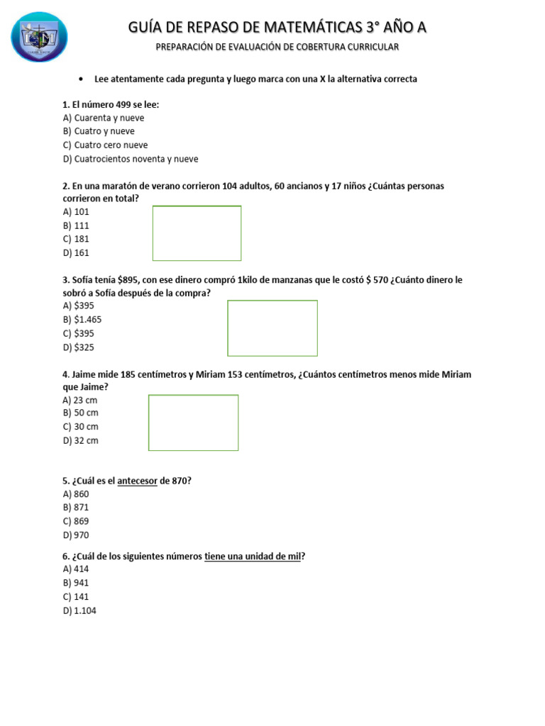 Guia Repaso Matematicas | PDF
