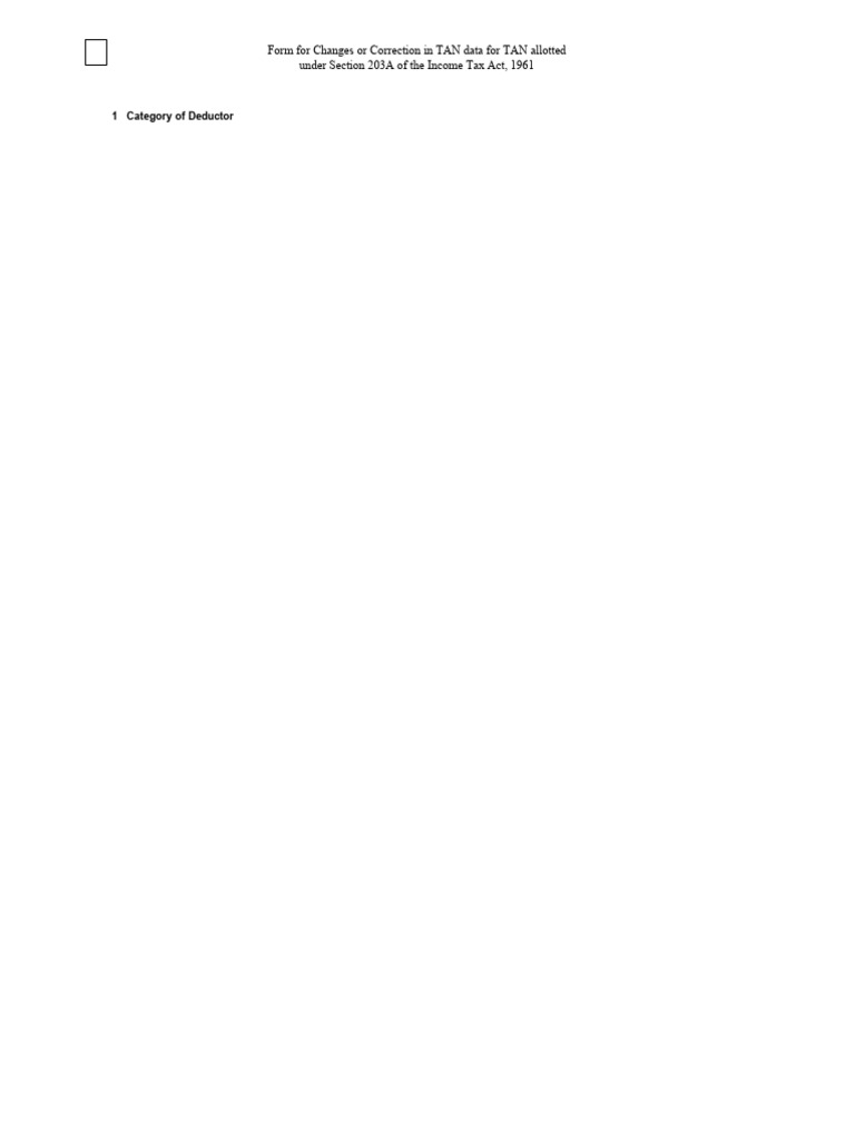 Form For Changes or Correction in TAN Data For TAN Allotted | PDF