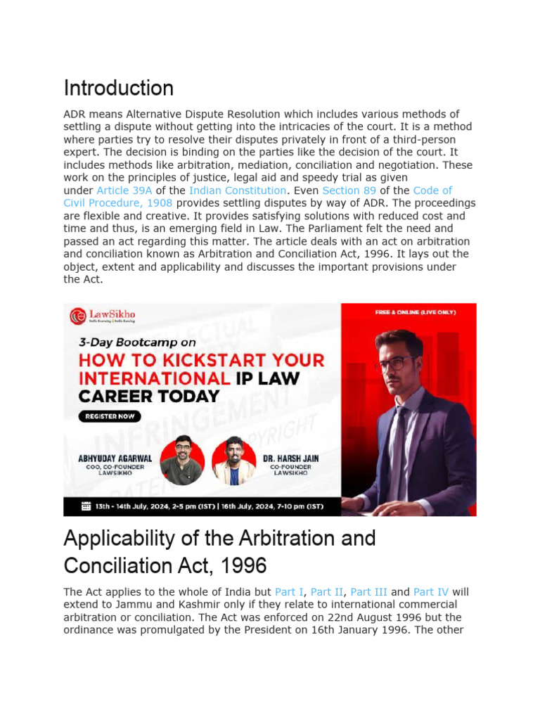 Law of Arbitration and Conciliation | PDF | Arbitration | Alternative Dispute Resolution