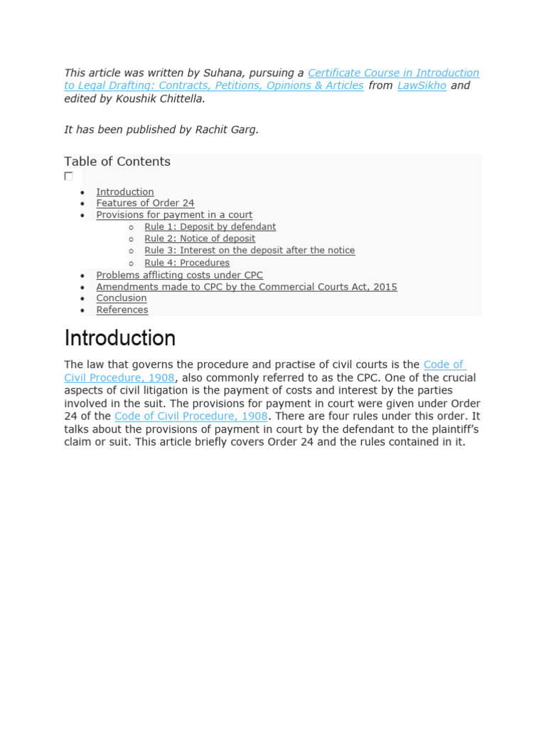 Understanding Order 24 CPC Provisions | PDF | Lawsuit | Vexatious ...