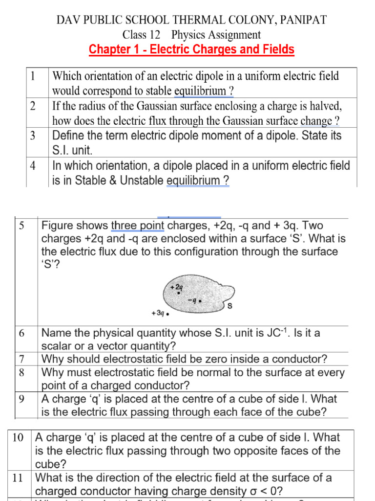 Assignment -Electric Charges and Field[76] | PDF