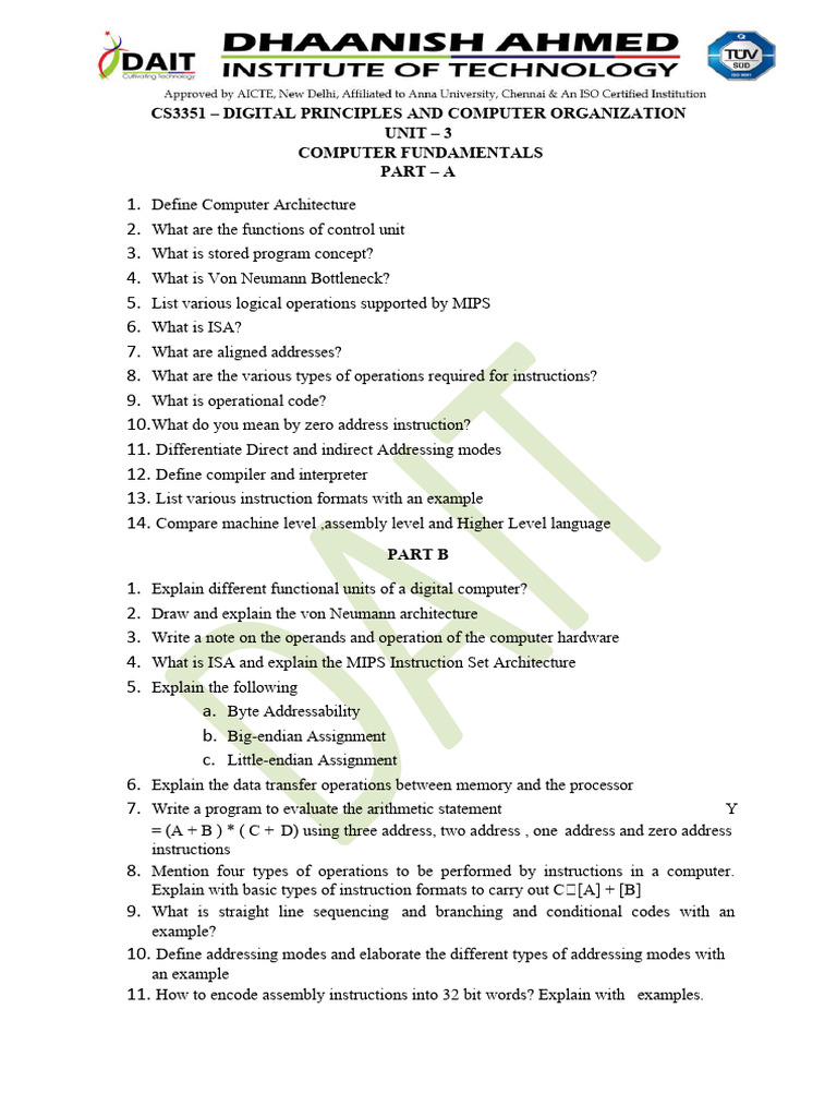 Dpco - Unit-3,4,5-Question-Bank | PDF | Computer Data Storage | Cpu Cache