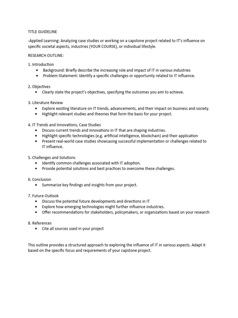 Final Capstone Project Outline | PDF