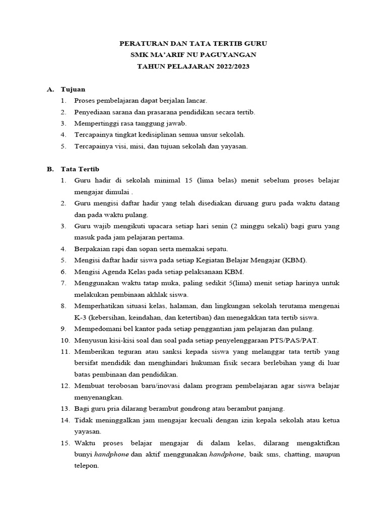 Tata Tertib Guru | PDF