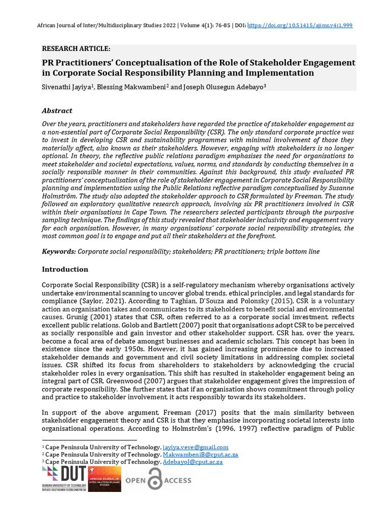 Joseph Adebayo Paper PDF | PDF | Corporate Social Responsibility ...