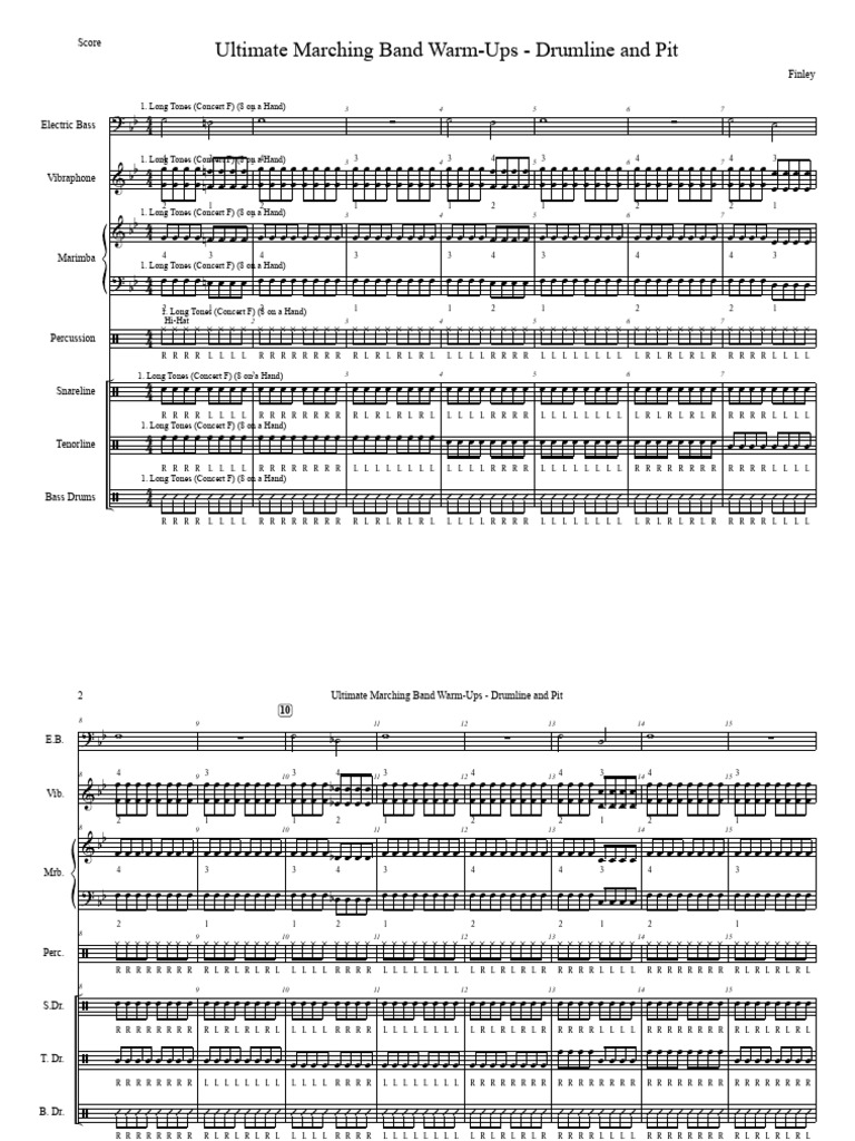 Ultimate Marching Band Warm-Ups - Pit and Drumline Parts - Score | PDF ...