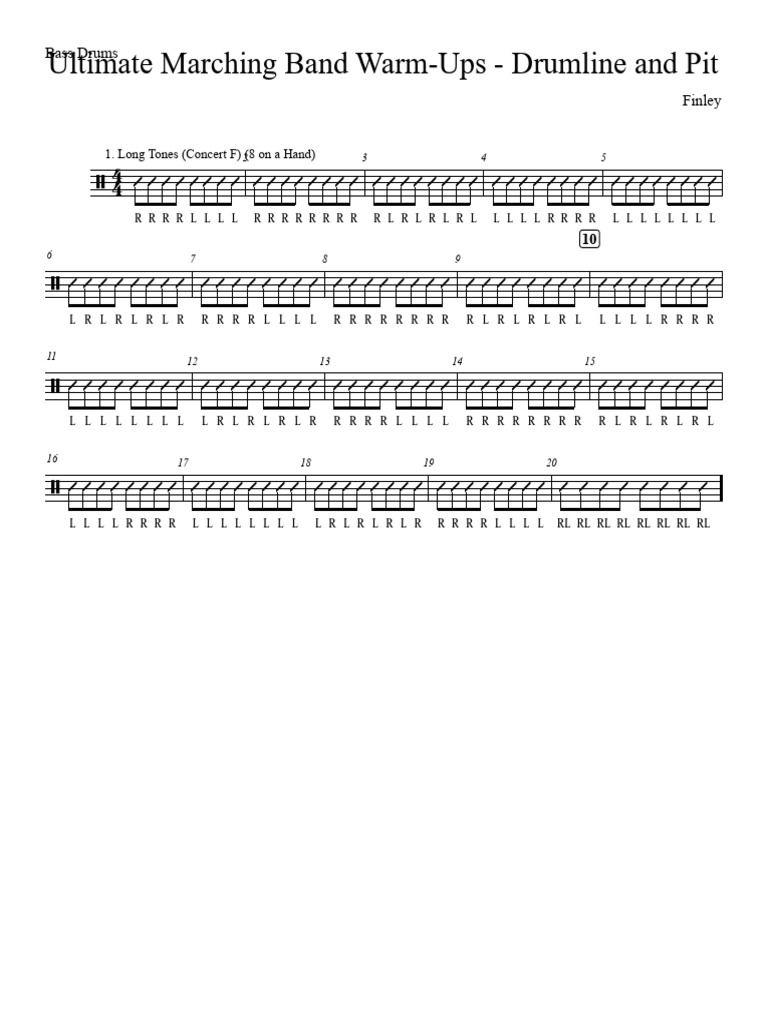 Ultimate Marching Band Warm-Ups - Pit and Drumline Parts - Bass Drums | PDF