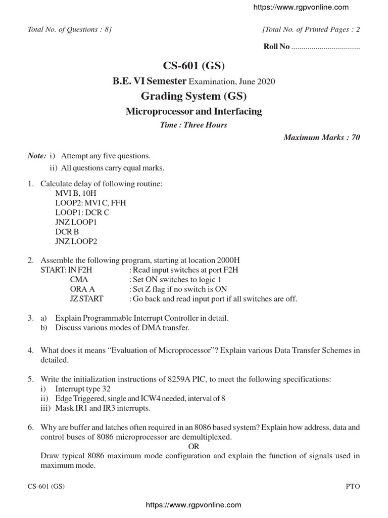 Cs 601 Microprocessor and Interfacing Jun 2020 | PDF | Central Processing Unit | Office Equipment