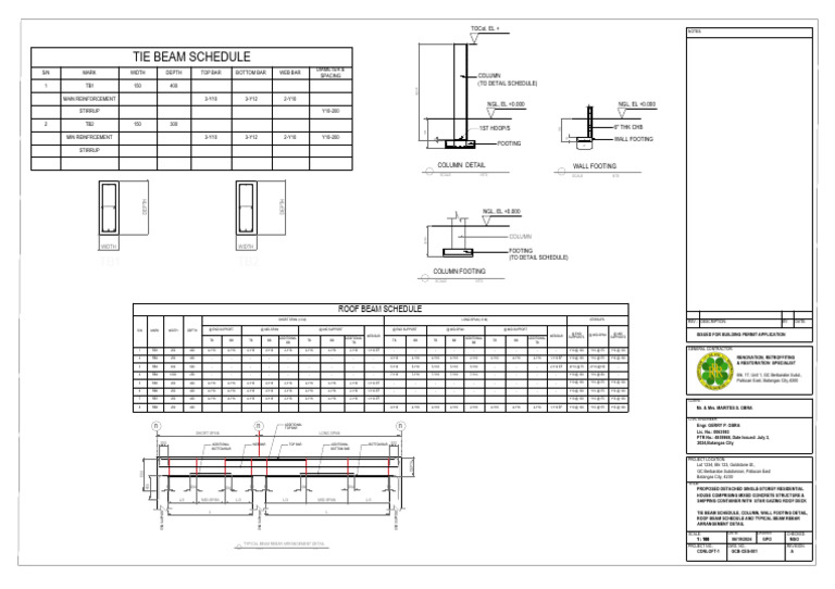 Plan-H-A1-BEAM SCH REBAR ARRGMT | PDF | Civil Engineering | Concrete