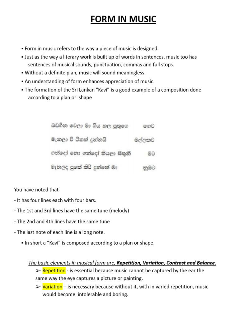 Form in Music - Binary Form | PDF