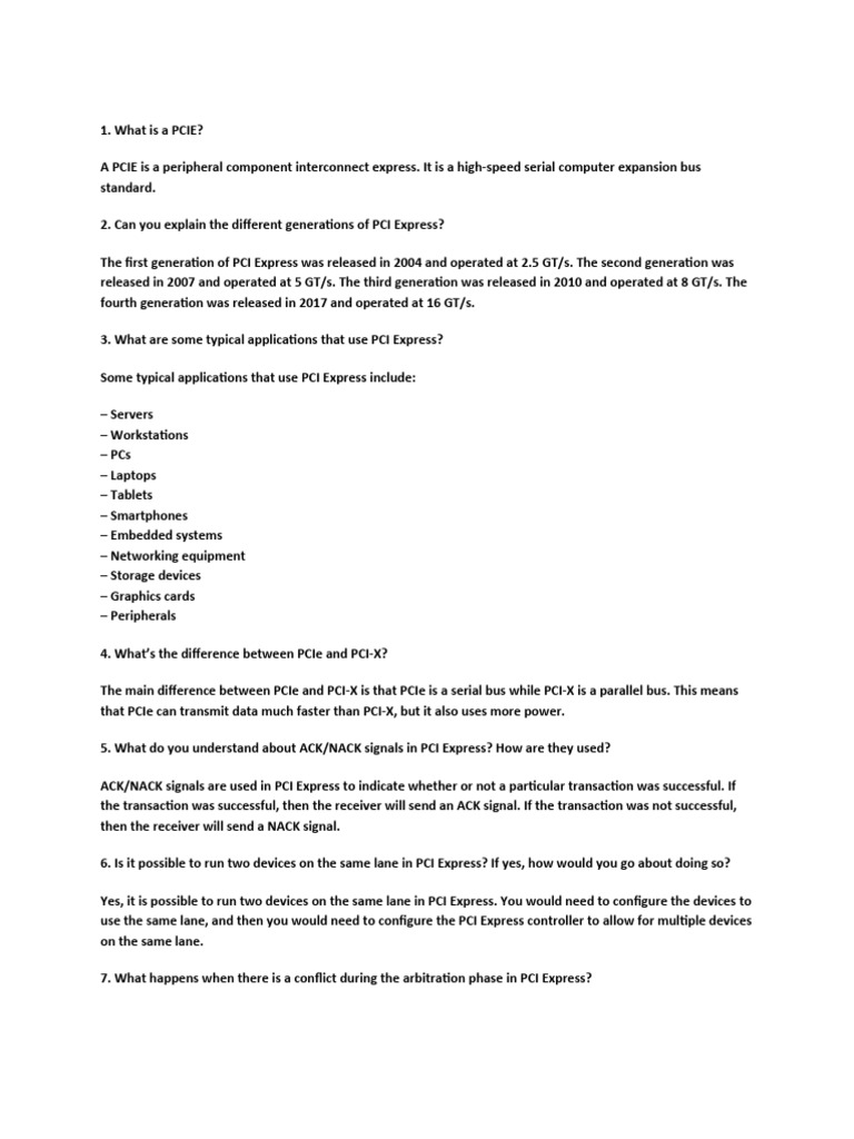 Pcie Interview Questions | PDF | Computing | Computer Science