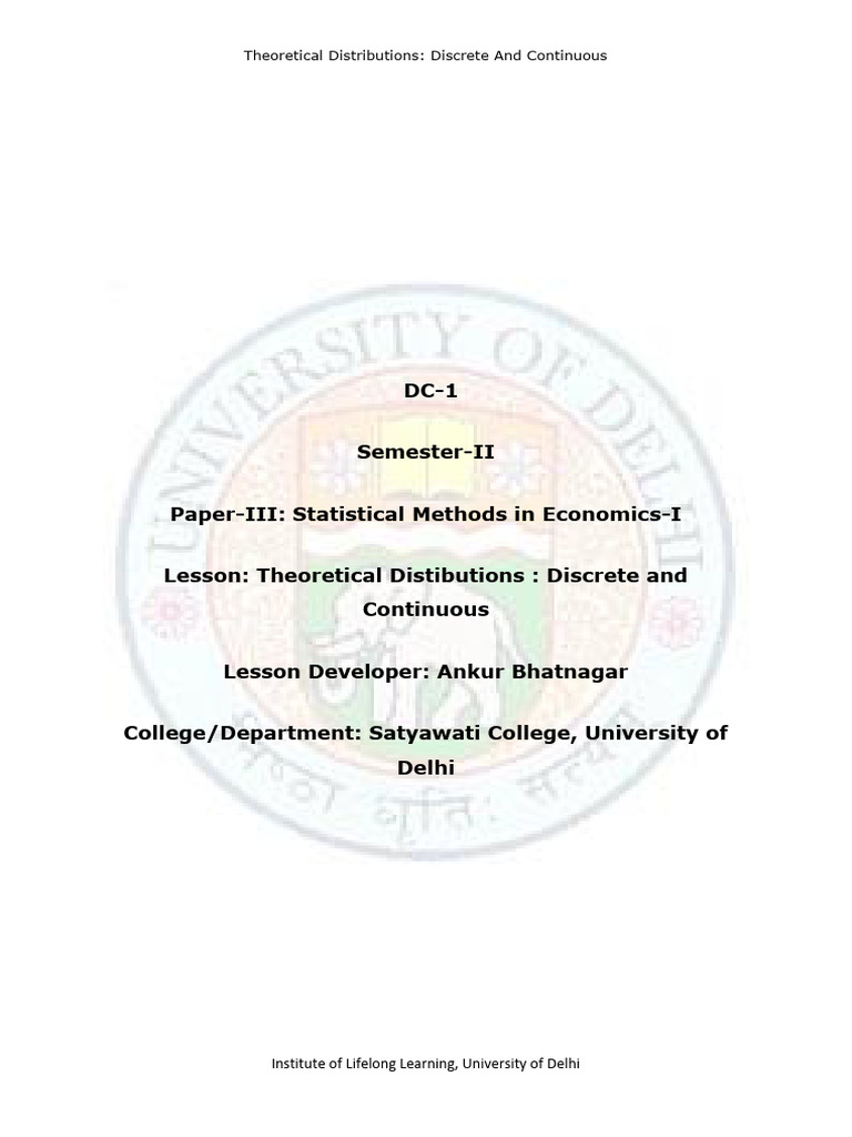 Theoretical Distibutions Discrete and Continuous | PDF | Probability ...