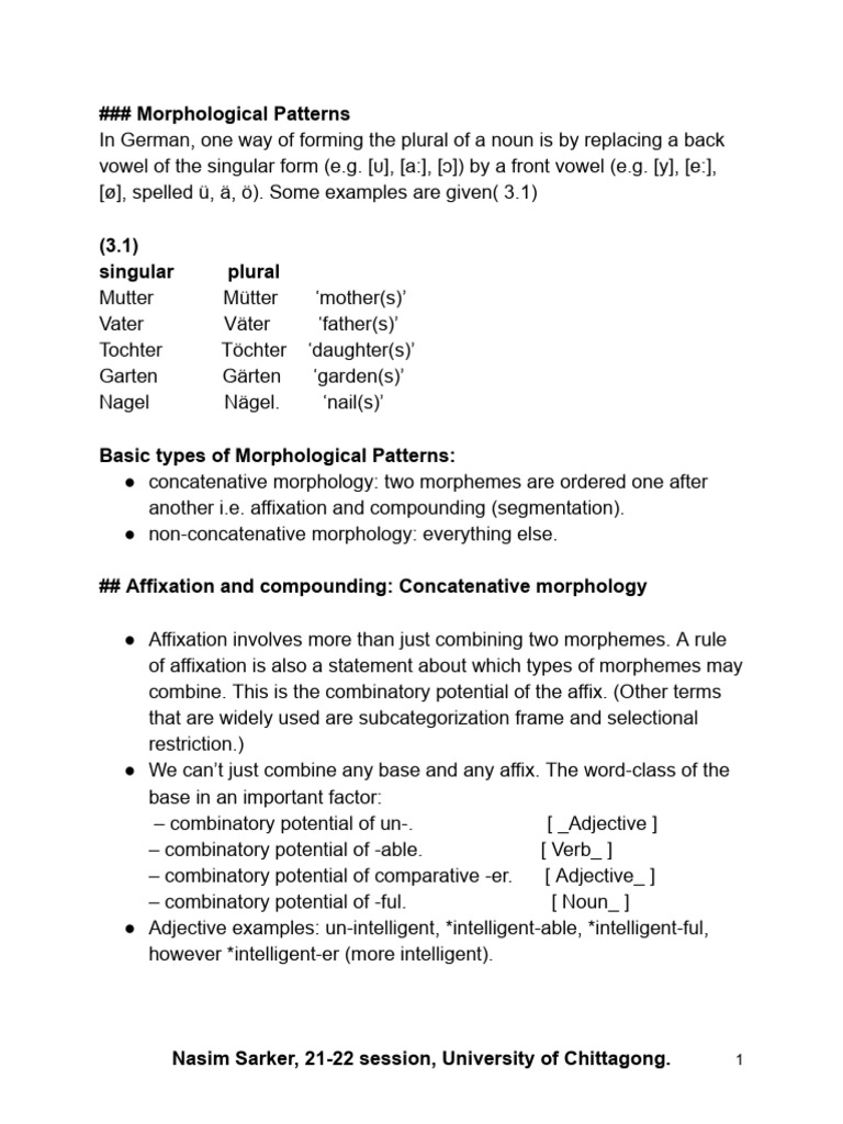 Morphology Unit Three | PDF | Morphology (Linguistics) | Word