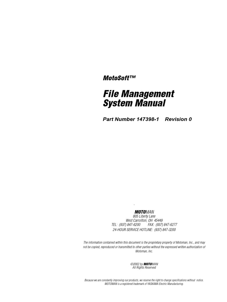 Motoman - Motosoft File Management System - Manual | PDF | Computer ...