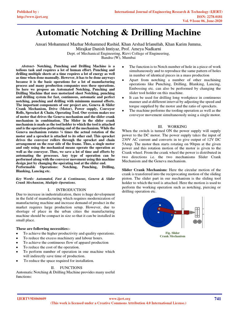 Automatic Notching Drilling Machine | PDF | Engines | Drilling