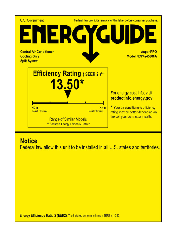 NCP EnergyGuide Label | PDF