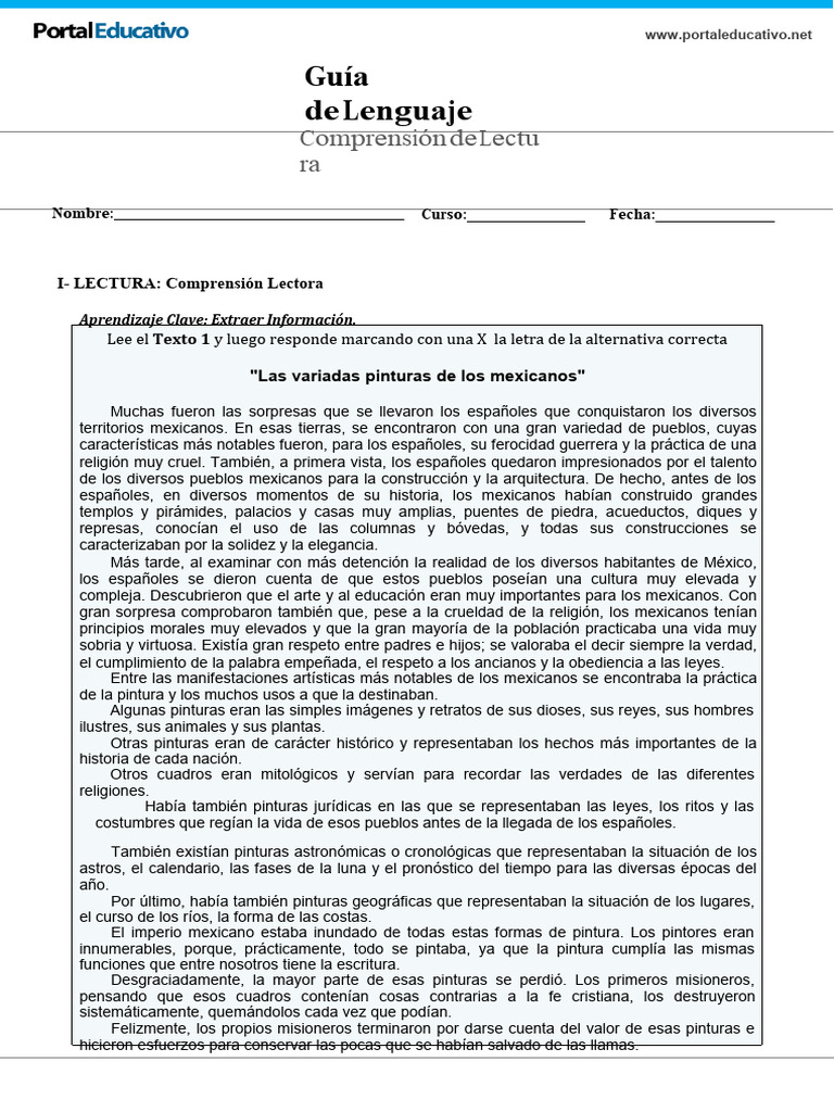 Vocabulario y Comprensión Lectora | PDF | México | Luna