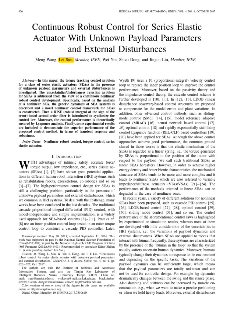 Continuous Robust Control for Series ElasticActuator With Unknown ...