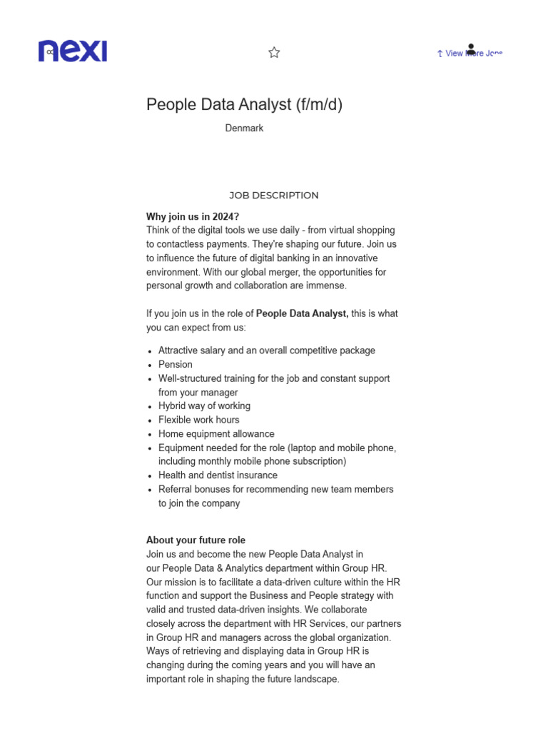 People Data Analyst (F - M - D) - Nexi Career Site Careers | PDF | Business
