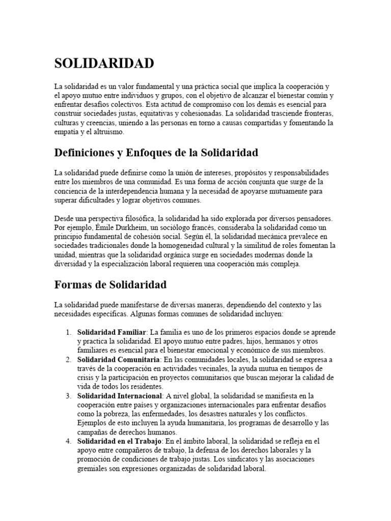 Solidaridad | PDF | Solidaridad | Sociedad