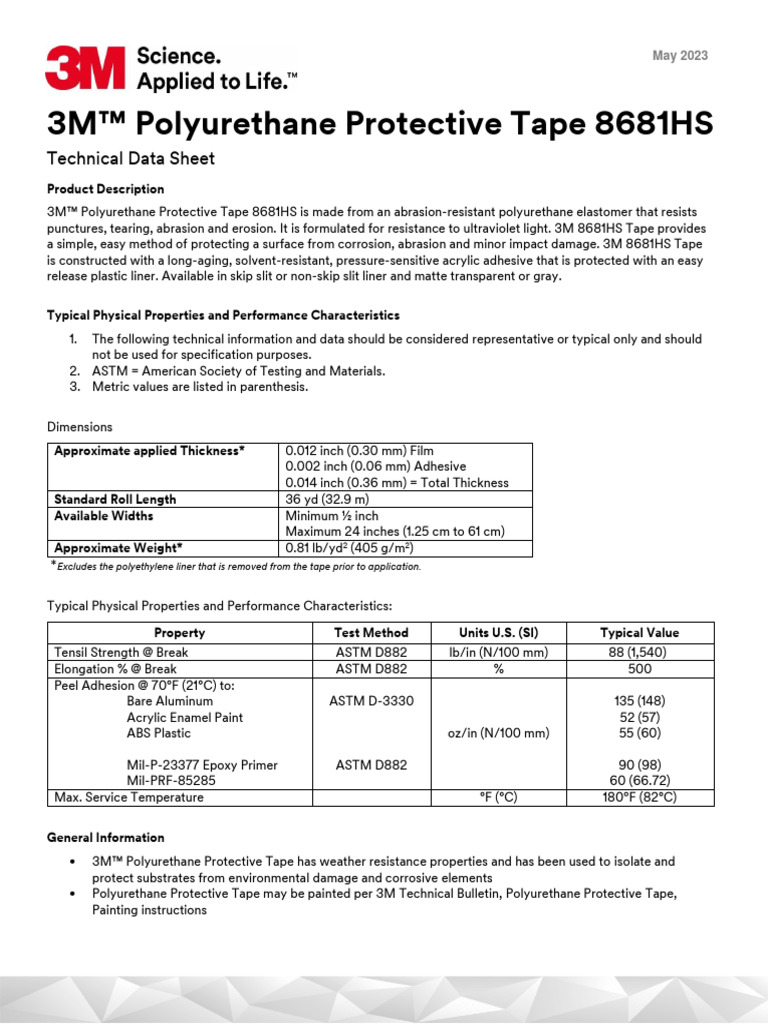3M Polyurethane Protective Tape 8681HS | PDF | Legal Liability | Legal ...