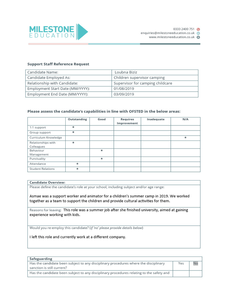 Support Staff Reference Request | PDF | Career & Growth | Social Science