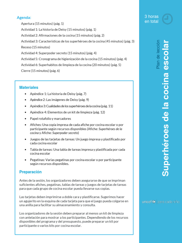Plan de Leccion - Superheroes de La Cocina Escolar | PDF | Cocina ...