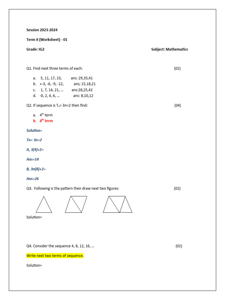 IG-2 Math Worksheets | Download Free PDF | Elementary Geometry | Mathematical Objects