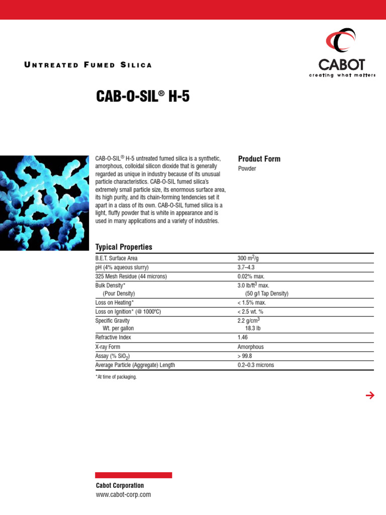 Cabosil Tech h5 | PDF | Silicon Dioxide | Silicone