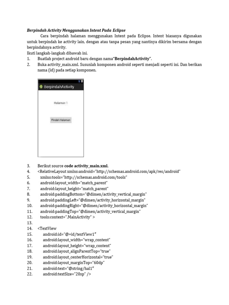 Berpindah Activity Menggunakan Intent | PDF | Komputer