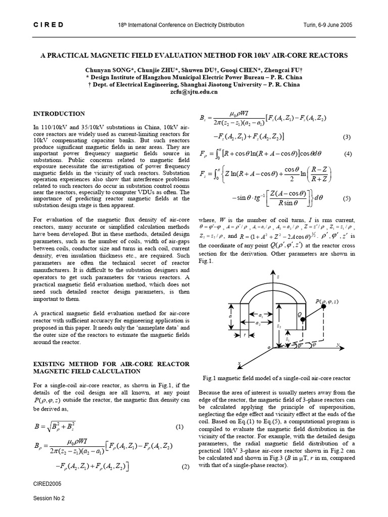 Air Core Reactor Magnetic Field Calculations | PDF | Inductor | Inductance