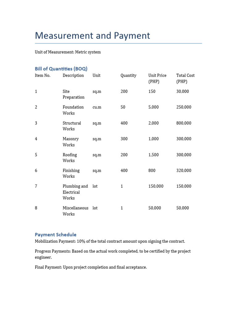 Measurement and Payment | PDF | Home & Garden | Technology & Engineering