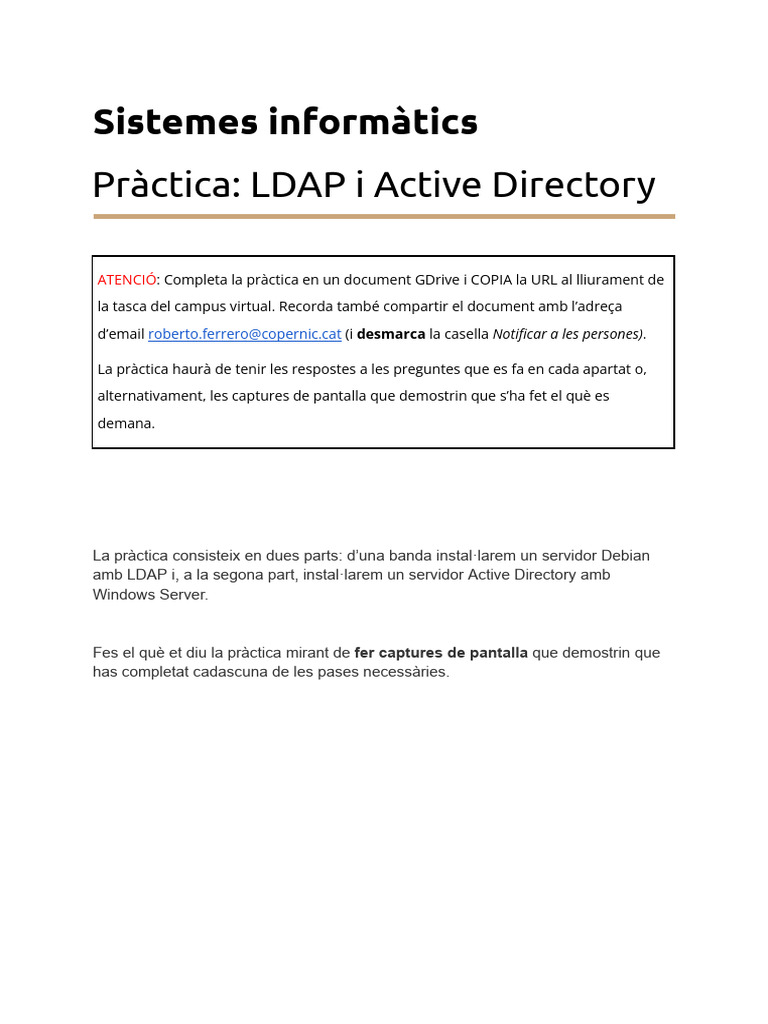 Pràctica - LDAP I Active Directory | PDF