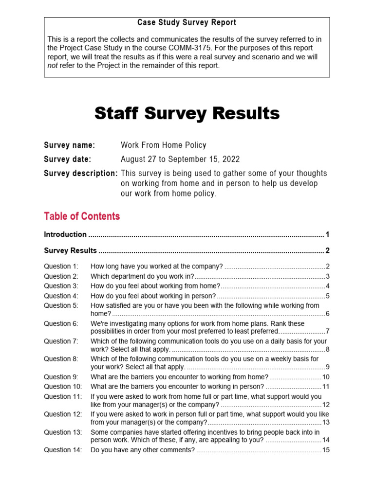Case Study Survey Report | PDF | Communication | Child Care