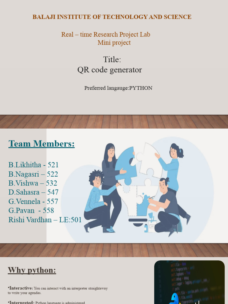 Title: QR Code Generator: Real - Time Research Project Lab Mini Project ...