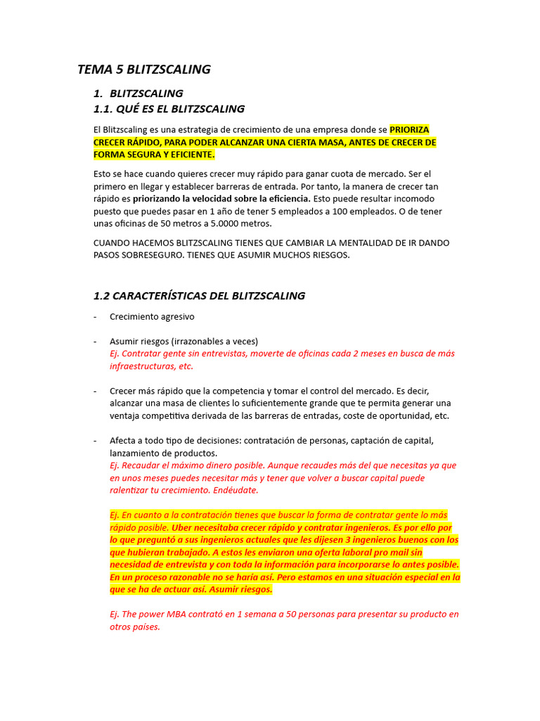 Tema 5 Blitzscaling | PDF | Empresa de inicio | Pequeñas empresas y ...