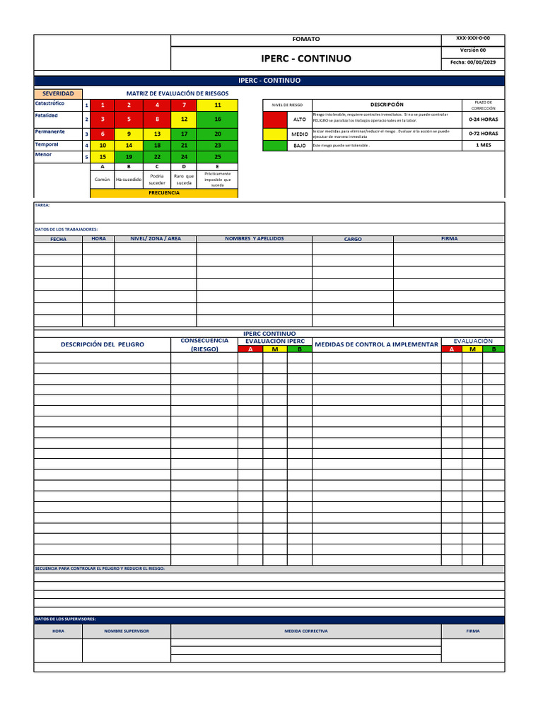 Matriz de Evaluación de Riesgos IPERC | PDF