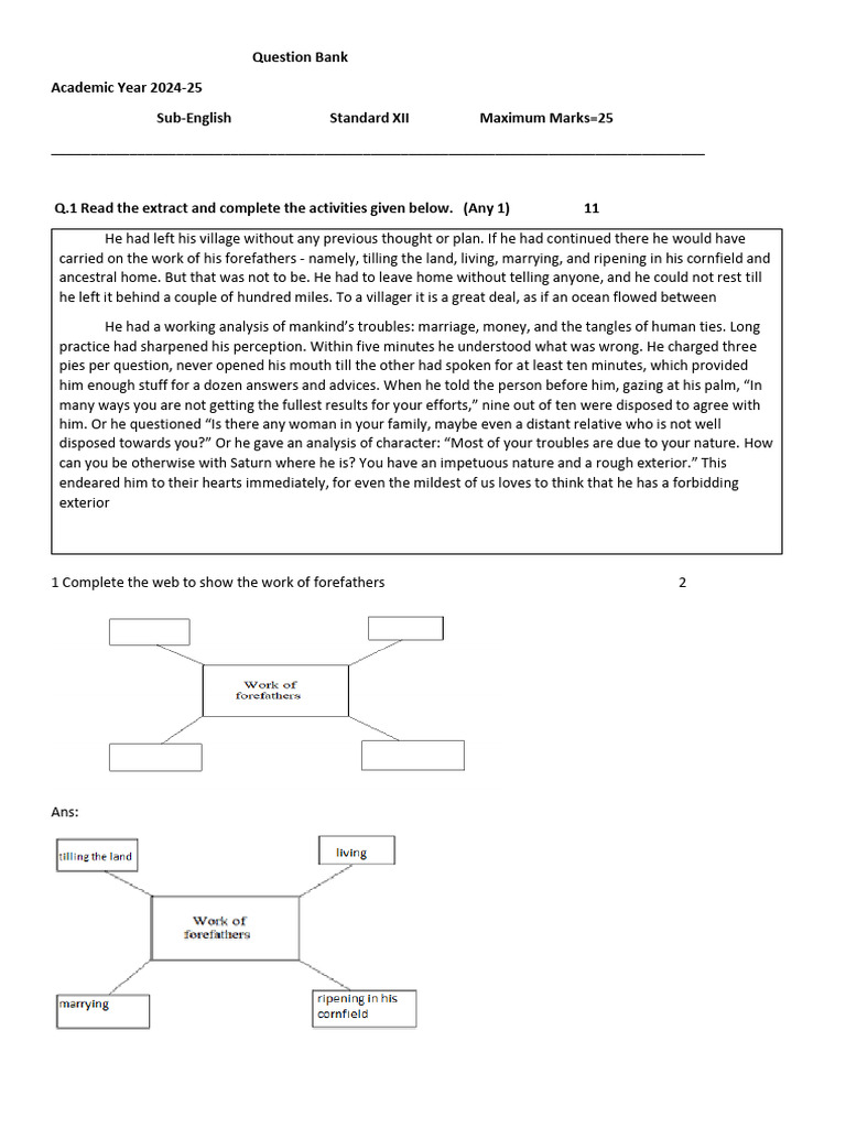 12th English Unit Test 1 Question Paper | PDF | Assault | Crimes